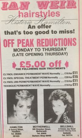 Ian Weir Hairdressers 1985. – Historic Hamilton